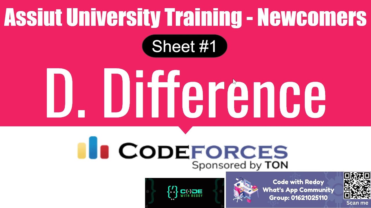 D Difference Sheet 1 Icpc Assiut University Training Newcomers Codewithredoy Youtube 8537