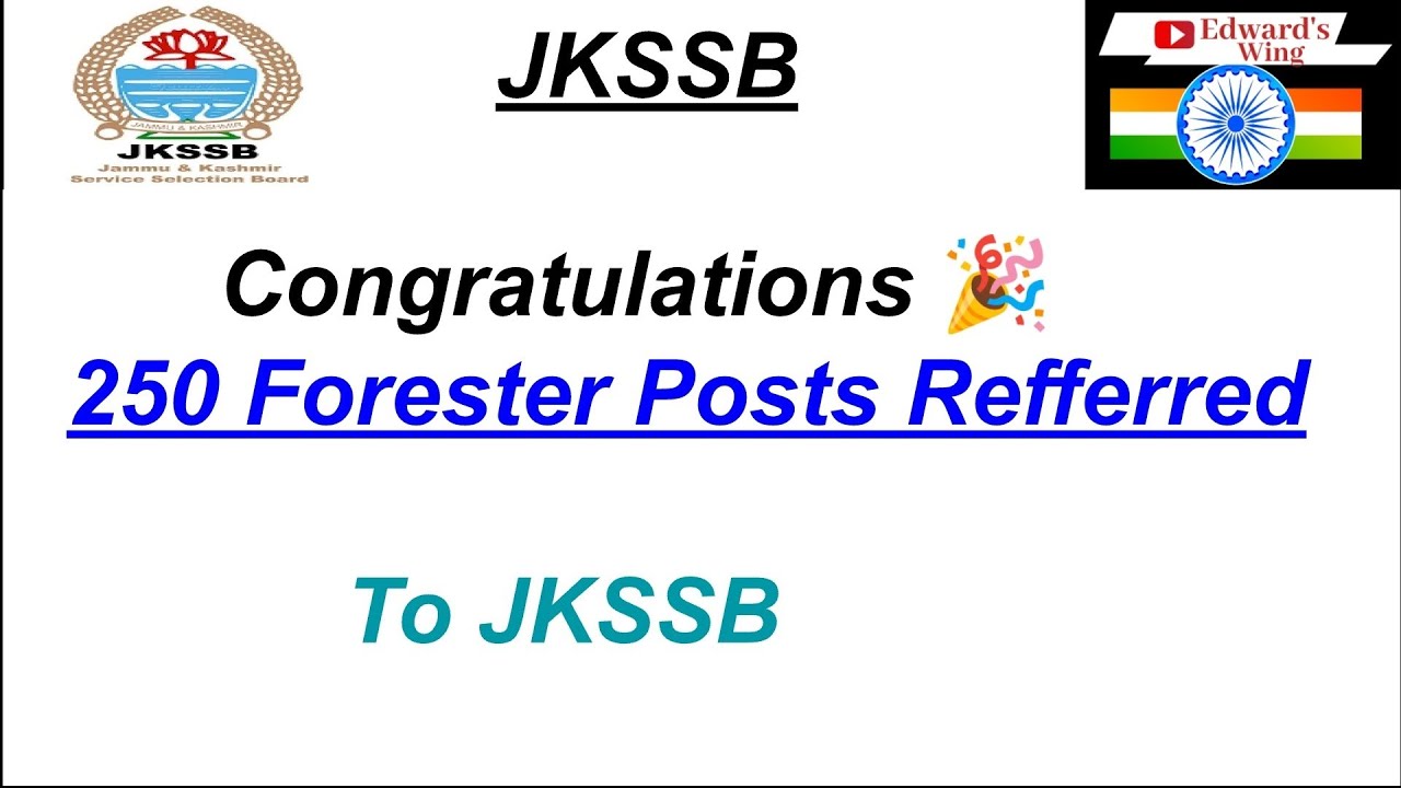 Congratulations 🎉 || 250 Forester Post Reffered to Jkssb - YouTube