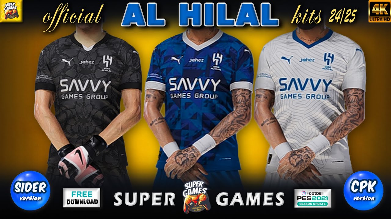 AL HILAL Official Kits Season 24/25 | Sider & CPK | PES 2021 | Football ...