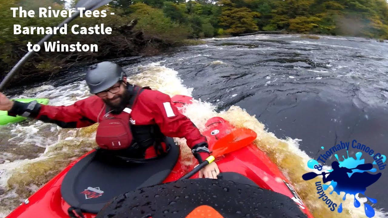 Kayaking the Mighty Tees - Surfing and Playing - Barnard Castle to Winston Bridge (0.6m) - YouTube