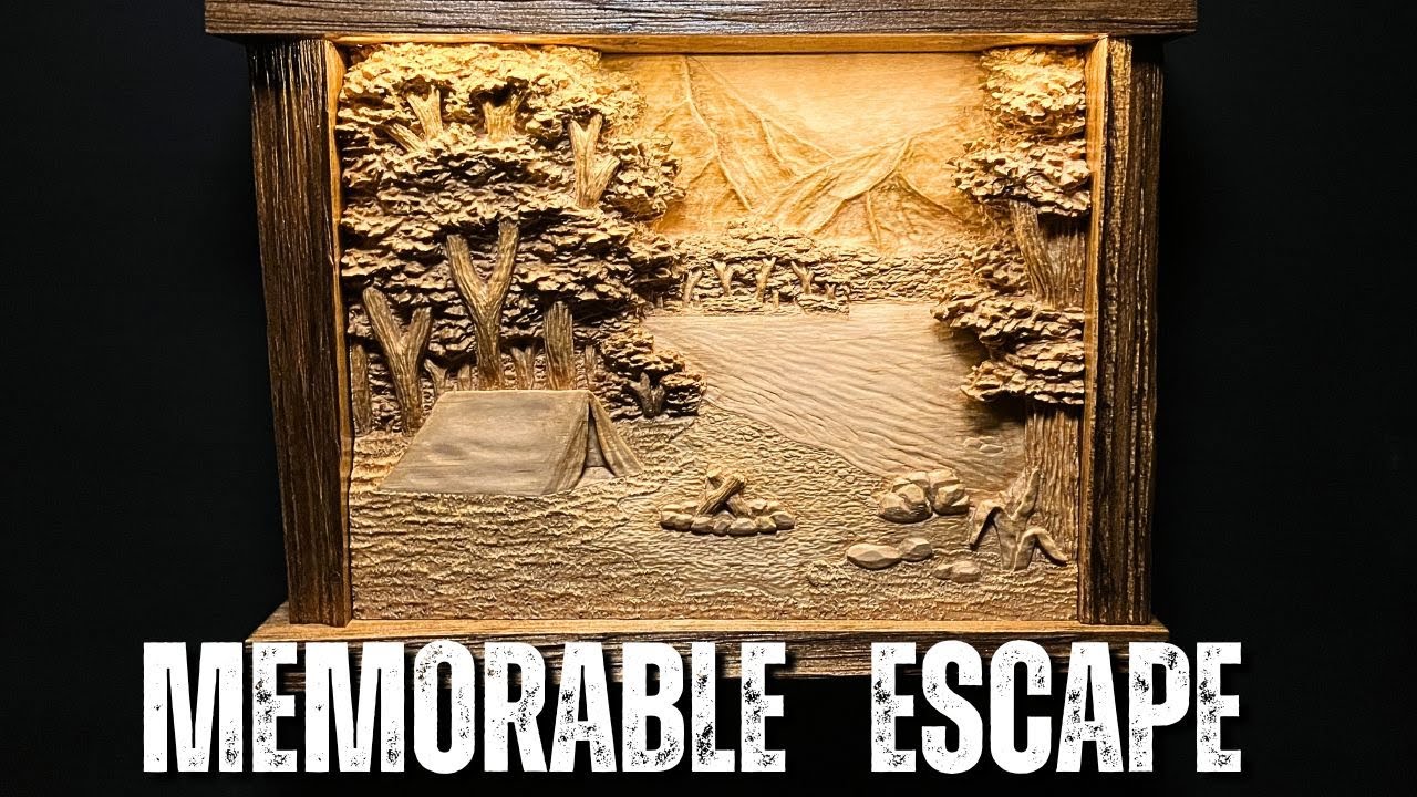 Hand Carving a Lakeside Camping Scene - "Memorable Escape" - YouTube