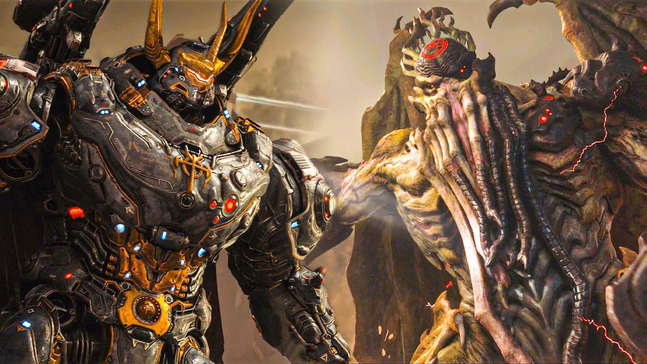 Atlan Mech vs Cthulhu Titan Battle Scene - Doom The Dark Ages - YouTube