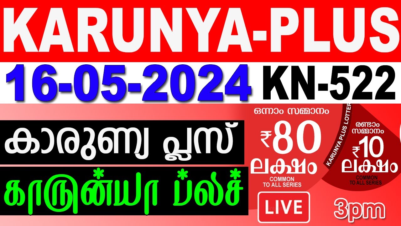 KERALA LOTTERY KARUNYA-PLUS KN-522 | LIVE LOTTERY RESULT TODAY 16/05 ...