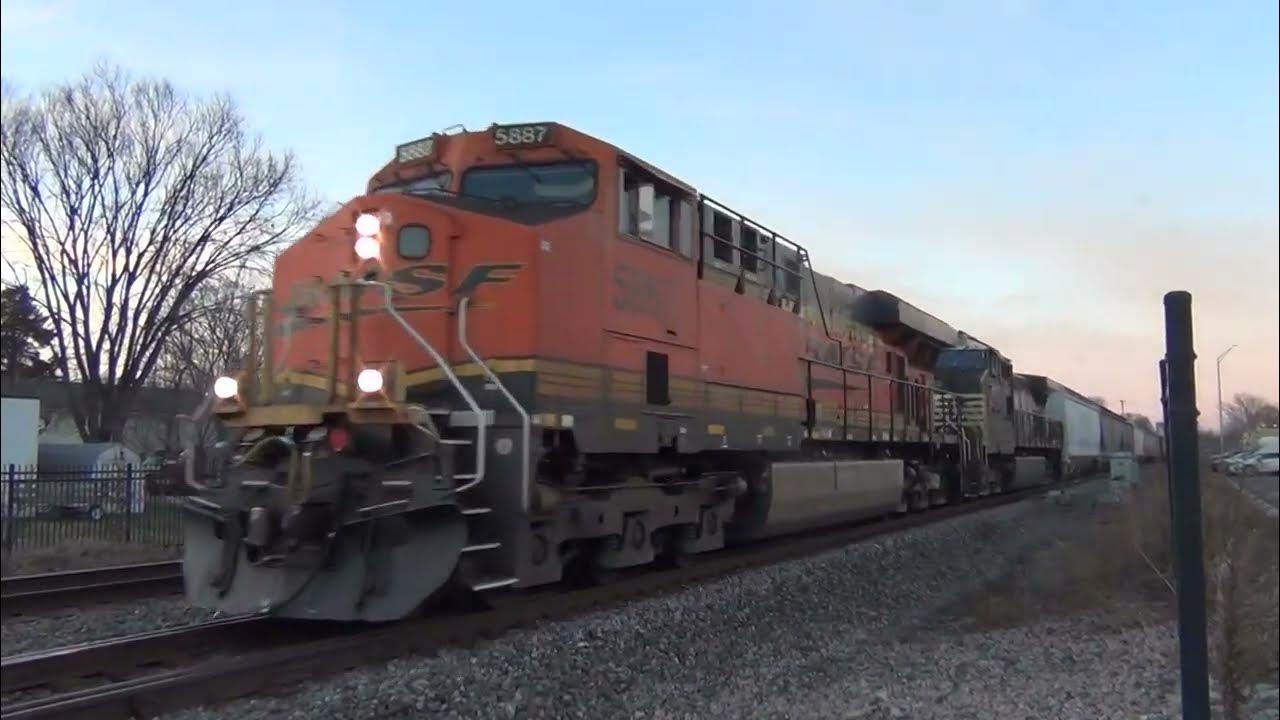 BNSF #5887 Leads WB Grain Train with NS and UP Power. Olathe, KS 12/7/24 - YouTube