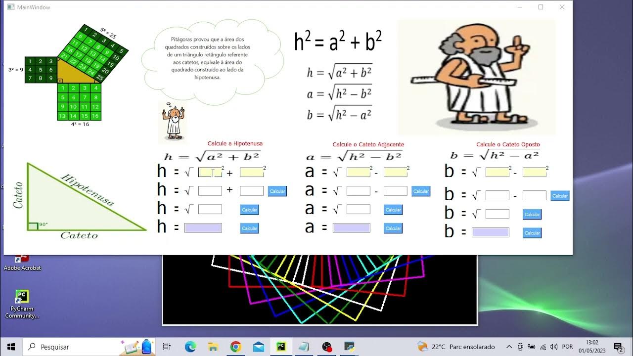 Python, Pitágoras, calculando hipotenusa e catetos - YouTube