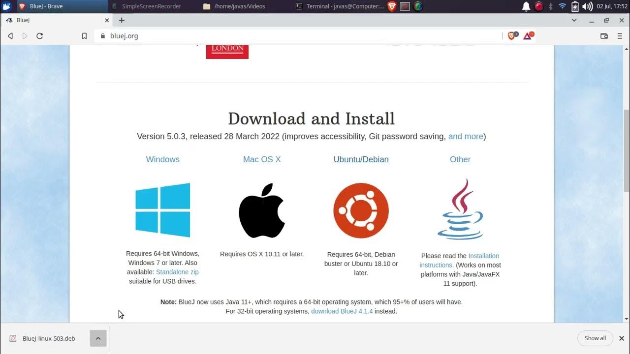 Installing BlueJ on Linux - YouTube