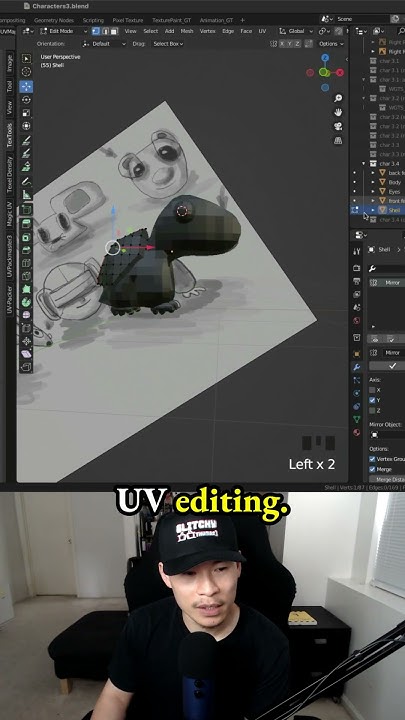 UV Unwrapping & Aligning Turtle Shells - making a 3d game character in Blender - 3.4: Dino ...