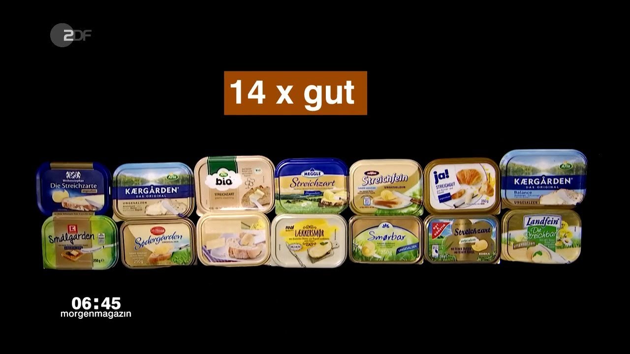 Test: Streichfette (Butter mit Pflanzenöl) 23.10.2019 ZDF-Morgenmagazin ...