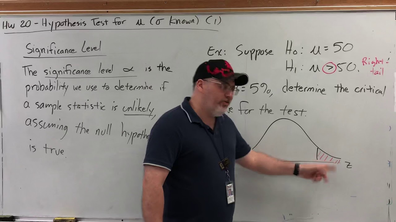 HW 20 (1) Hypothesis Testing for Mu (Sigma known) - Significance Levels ...
