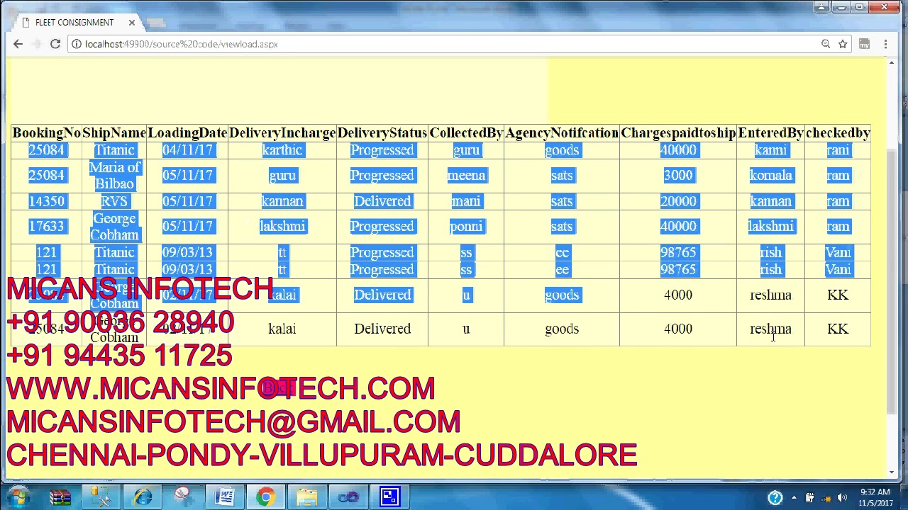 FLEET CONSIGNMENT MANAGEMENT SYSTEM .net projects code - YouTube