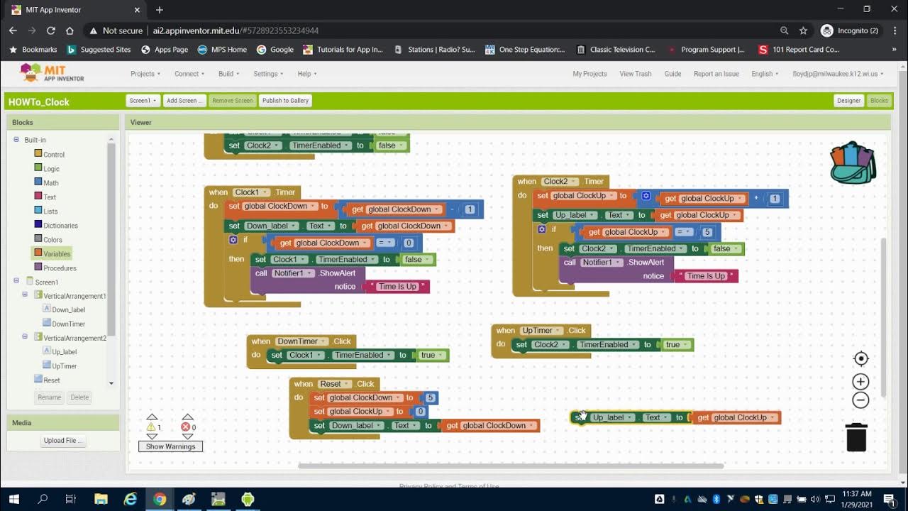 Creating a Clock or Times Video 2 in MIT APP INVENTOR 2 PLTW APP ...