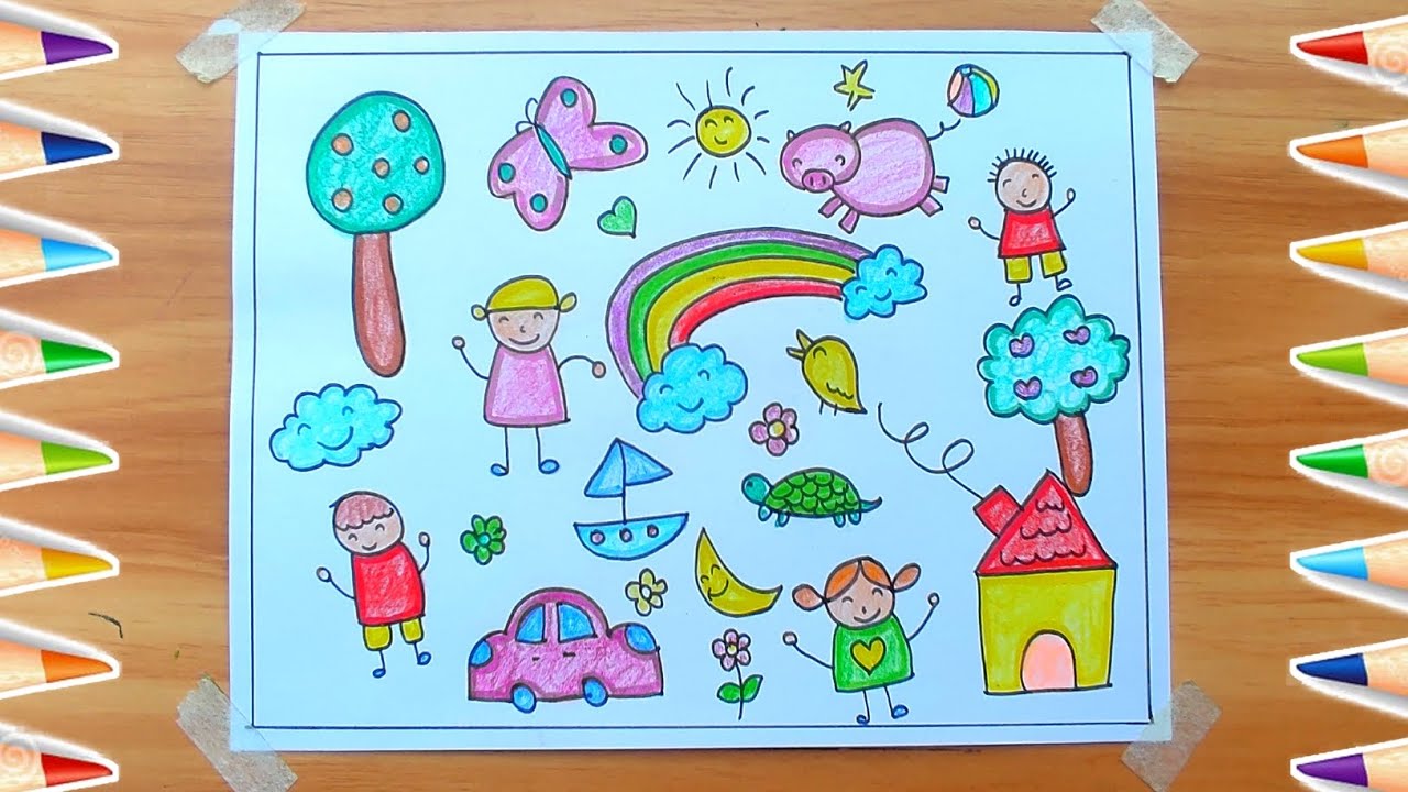 How to draw kids Drawing। Drawing and Coloring painting । Easy Drawing ...