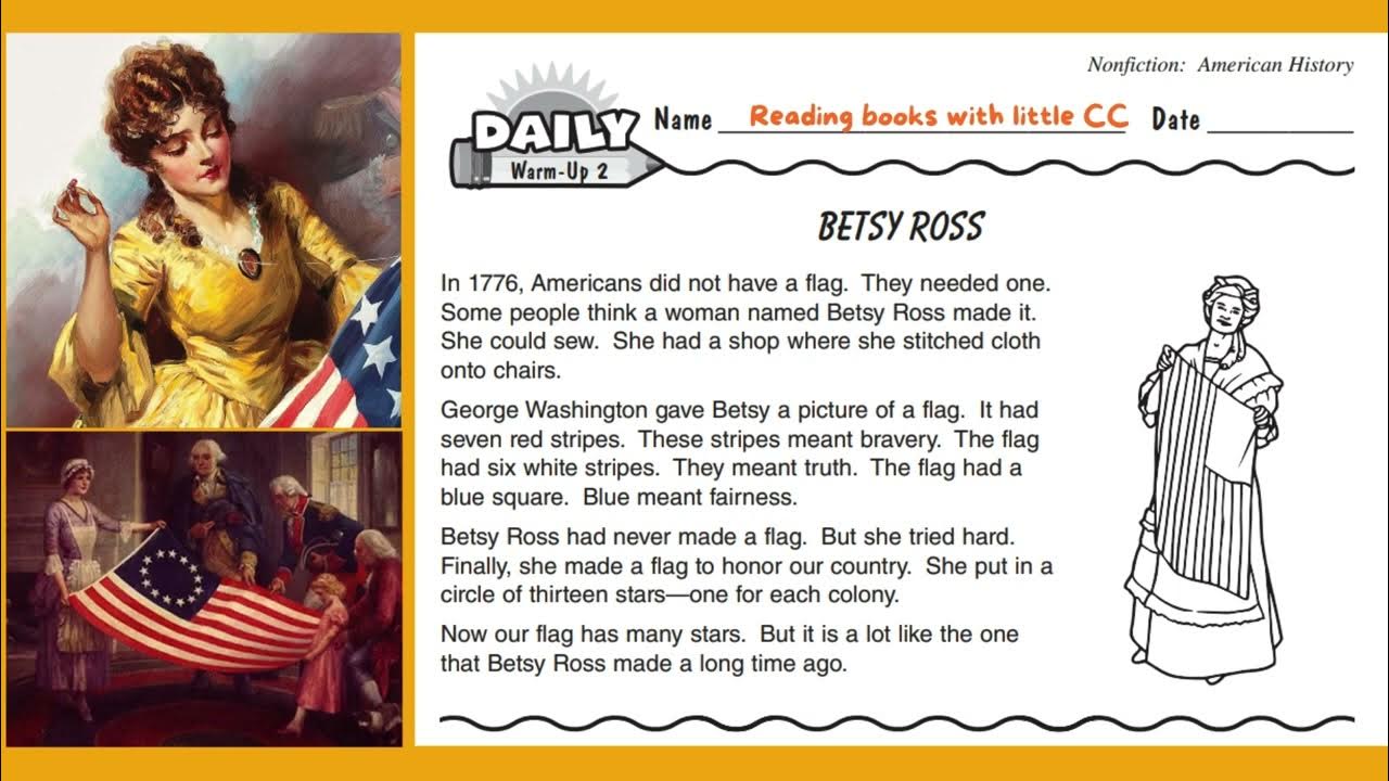DAILY WARMUP READING 1 | NONFICTION | American History | Betsy Ross ...