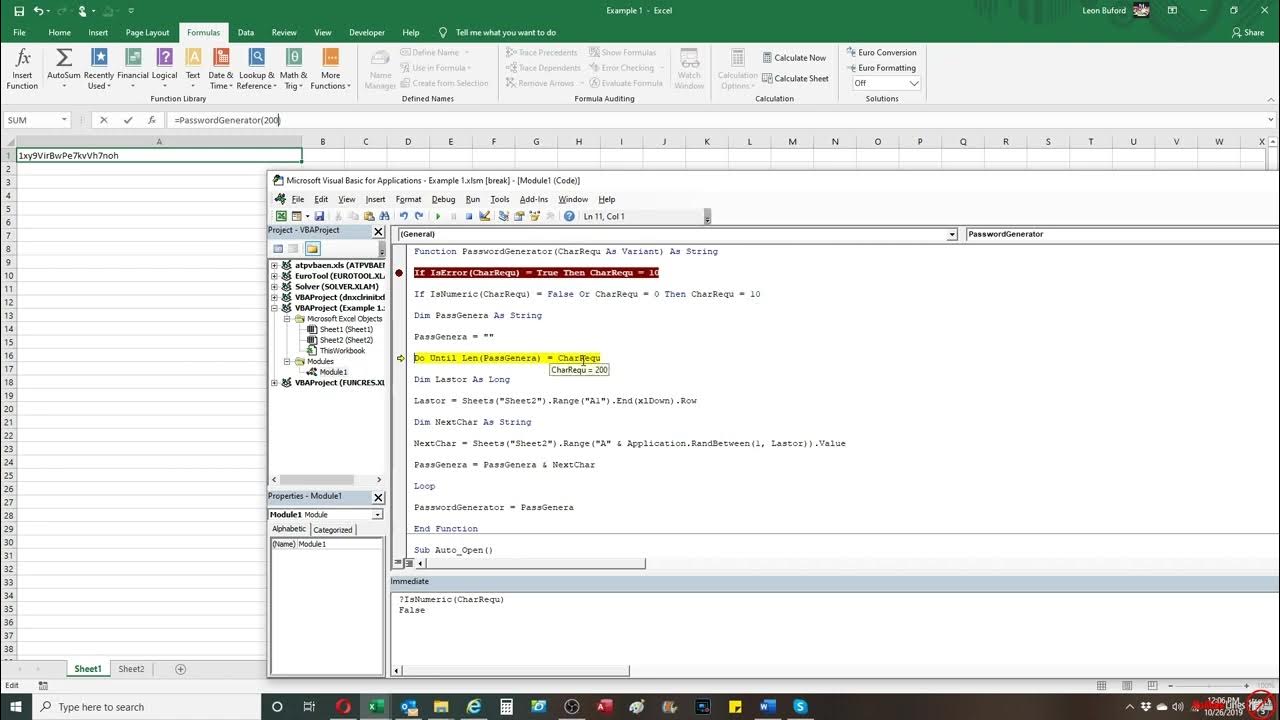 (Microsoft Excel VBA) How to Create a Foolproof UDF Password Generator - YouTube