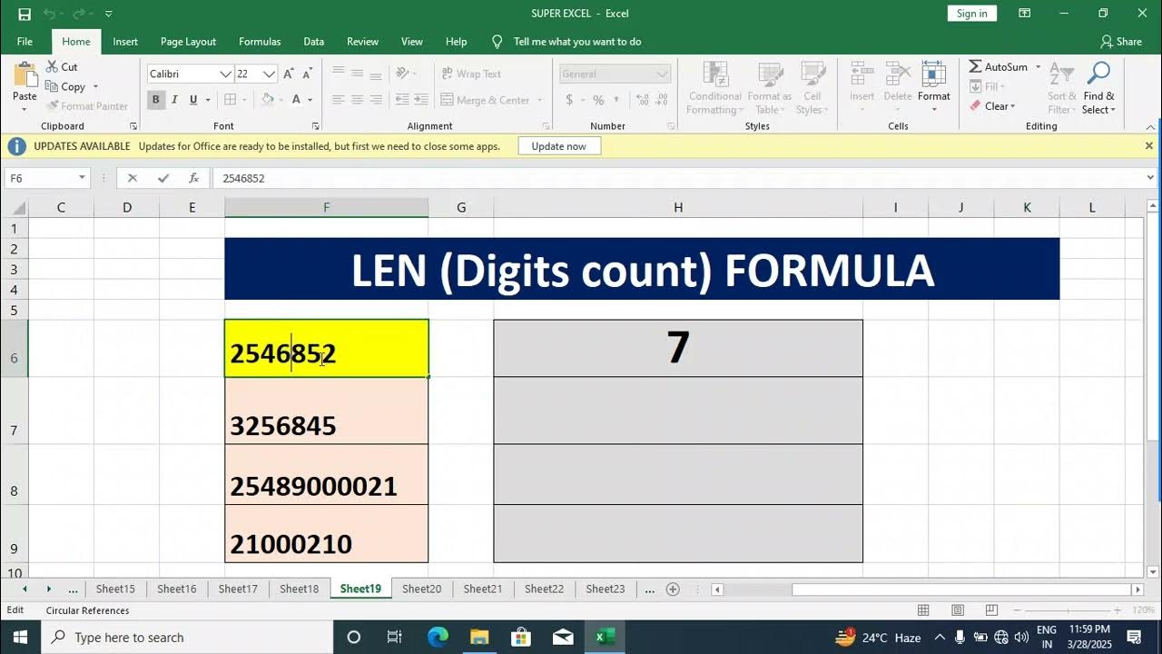 HOW TO USE DIGITS COUNT FORMULA IN MS EXCEL #excel #exceltricks # ...