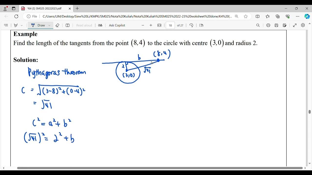 N4.1 E23(DIY) Length Of Tangent (Pythagoras Theorem) - YouTube