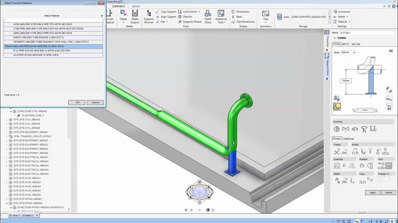 Aveva E3d-Support piping - YouTube