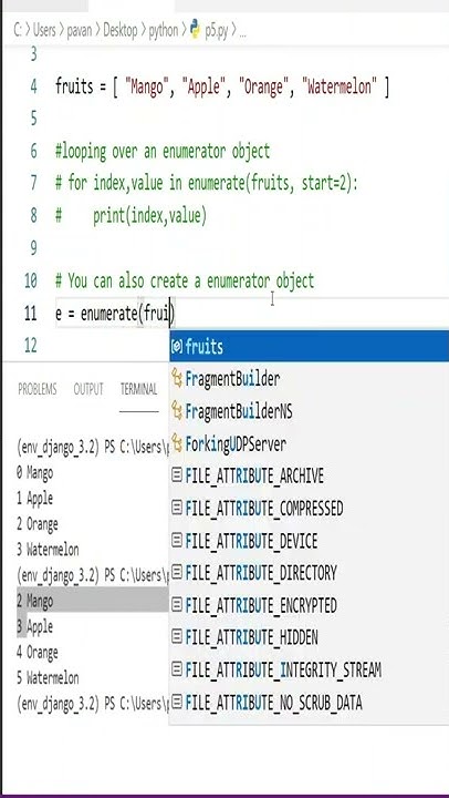 Python Iterate over objects using built-in python generator function enumerate #Shorts - YouTube