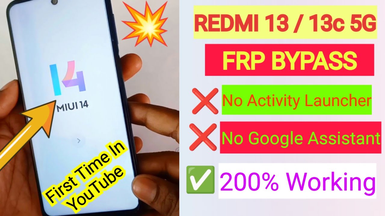 Redmi 13c 5g💥 FRP Bypass MIUI 14 / New Method 1000% Working ️ ️ - YouTube