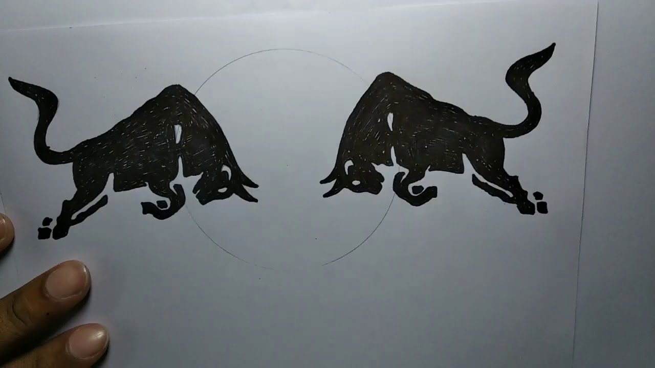 RED BULL | logo drawing in black & white | #redbull 🦌 - YouTube