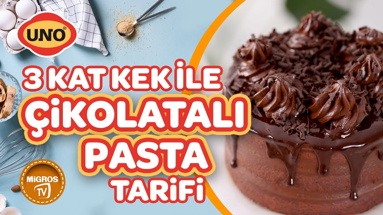 UNO 3 Kat Pastaban ile Çikolatalı Pasta Tarifi - YouTube