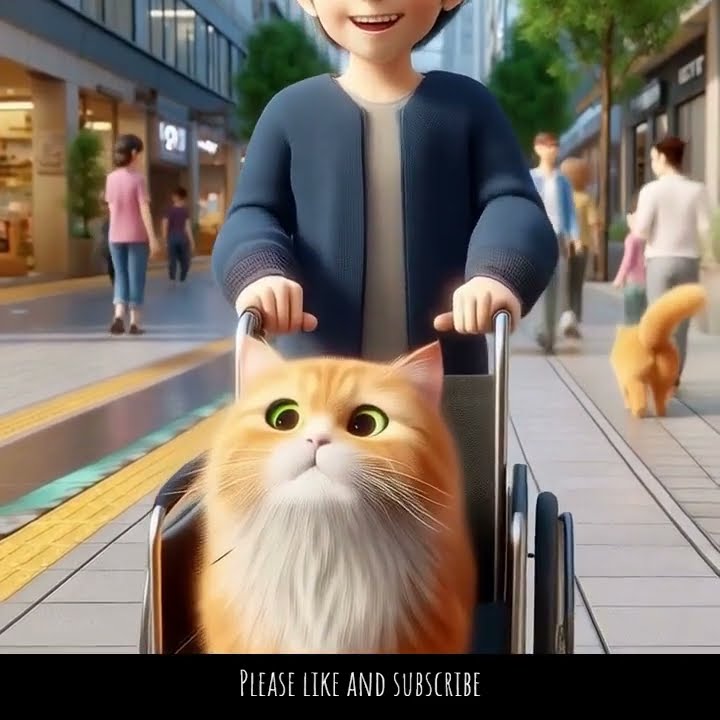 Boy Pushes Cat in a Wheelchair—Adorable Duo Takes Over the City! #cat # ...