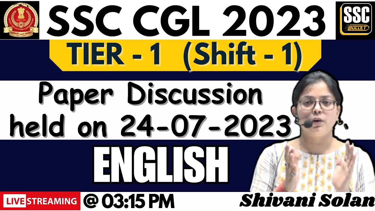 SSC CGL 2023 English Paper Solution|TIER -1 Shift-1 Paper held on 24-07 ...
