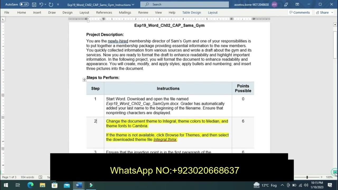 Exp19_Word_Ch02_CAP_Sams_Gym | Word Chapter 2 Capstone - Sam's Gym | Sam's Gym - YouTube