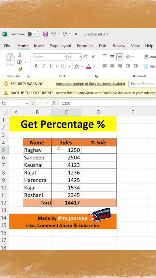 How to get percentage in just a second tips and tricks💯 computer course #shortvideo #exceltips ...