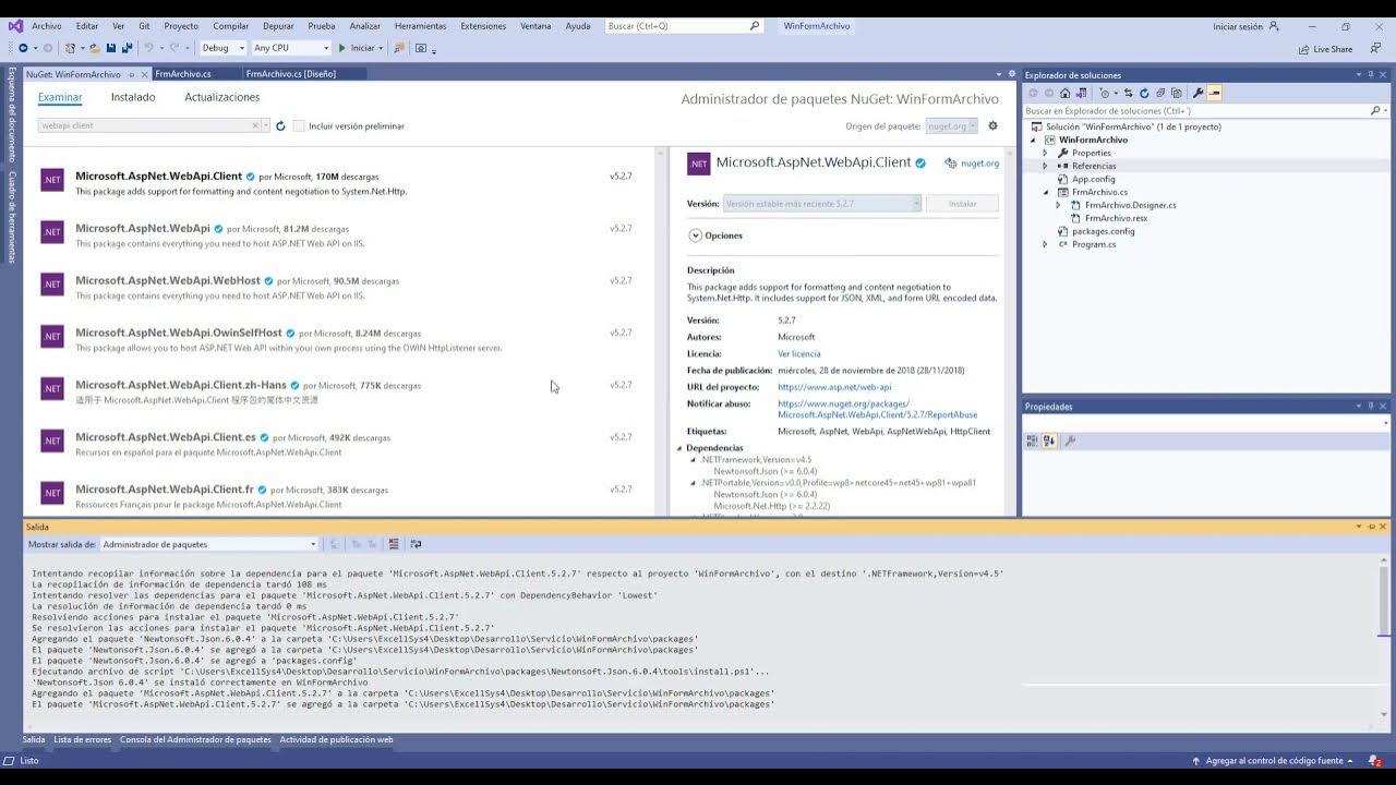 Consumiendo un servicio Web API REST "Archivos" (Visual Studio, C# ...