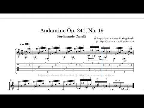 Carulli | Andantino Op. 241 No. 19 | TAB | ♩ = 100 | - YouTube