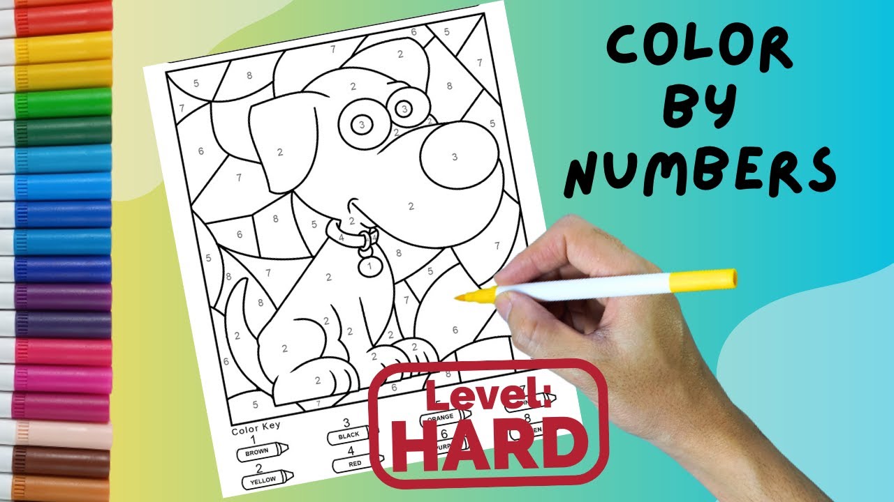 Color by Numbers Level- HARD: Dog| Complete Coloring Tutorial | Color ...