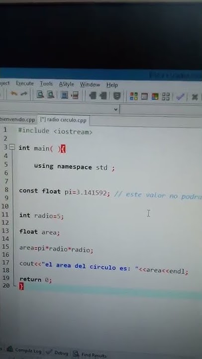 calcular área de un círculo en c++ - YouTube
