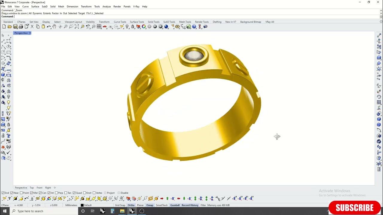 #jewelry CAD Design Tutorial #rhino ring - YouTube