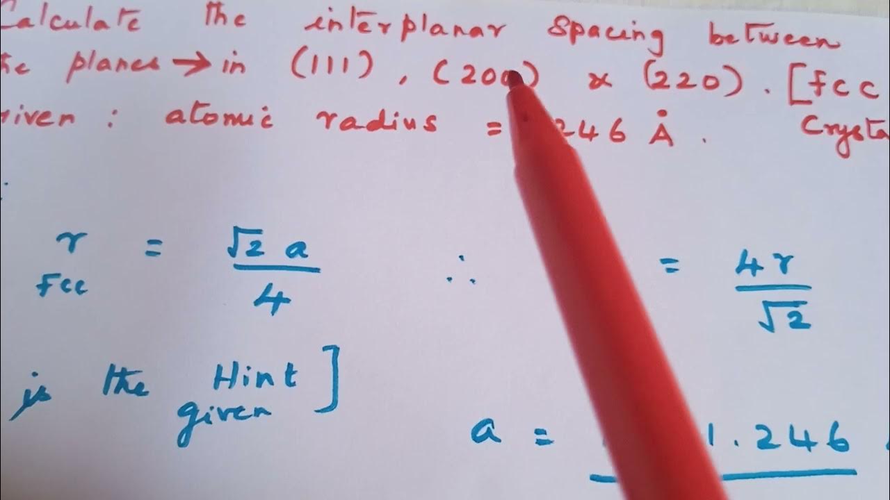 Calculate the interplanar spacing between the planes (111), (200) and (220). Data is in ...