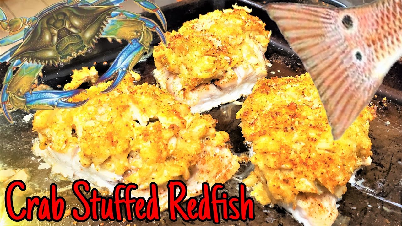 Crab Stuffed Redfish (Red Drum) Simple & DELICIOUS!! - YouTube