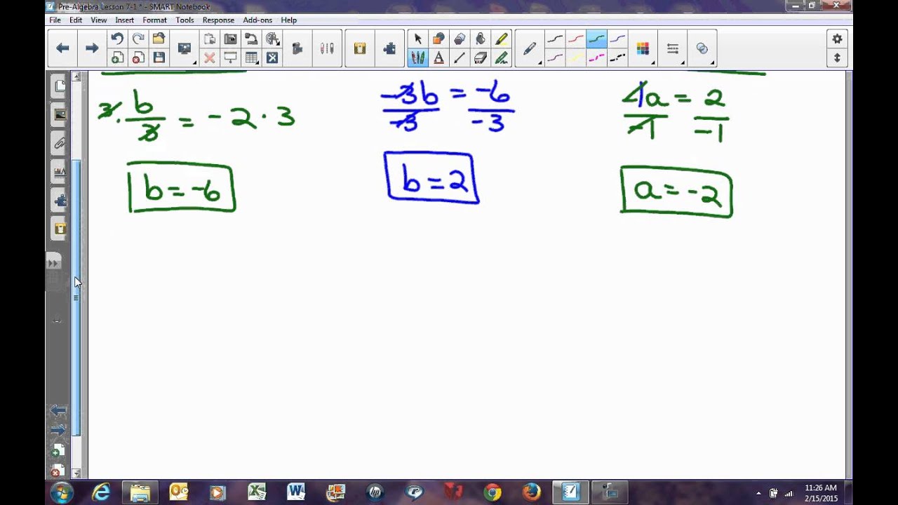 Pre Algebra Lesson 7 1 Solving Two Step Equations - YouTube