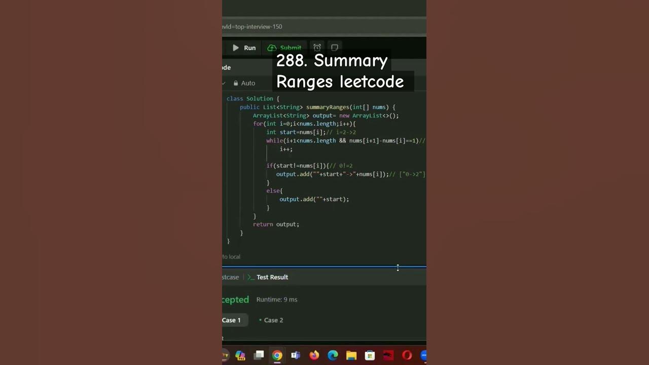 288 Summary Ranges Leetcode Problems Java Youtube