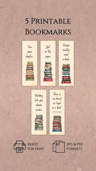 📚🔖Stacked Books Printable Bookmarks | Gift for Book Lovers, Book Nerds ...