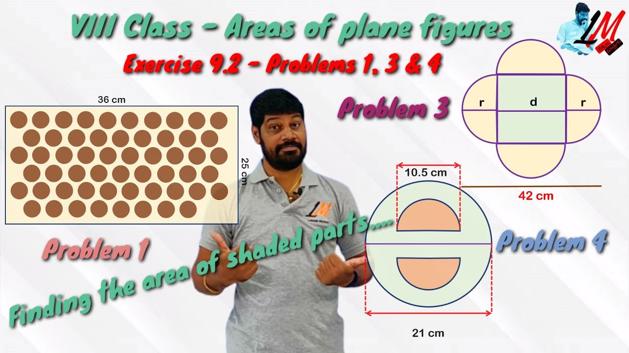 VIII Class - Areas of plane figures - Exercise 9 3 Problems 1, 3, 4 ...