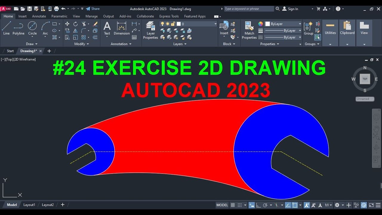 AutoCAD 2D Exercise #24 - A Quick & Easy Guide - YouTube
