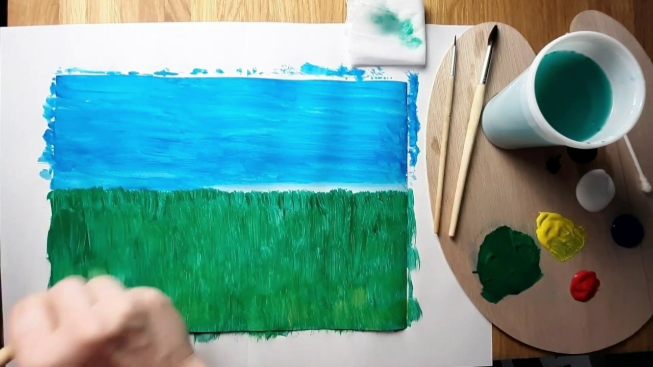 Câmpul cu maci.Pictură ușoară pentru copii/ Poppy field painting - YouTube