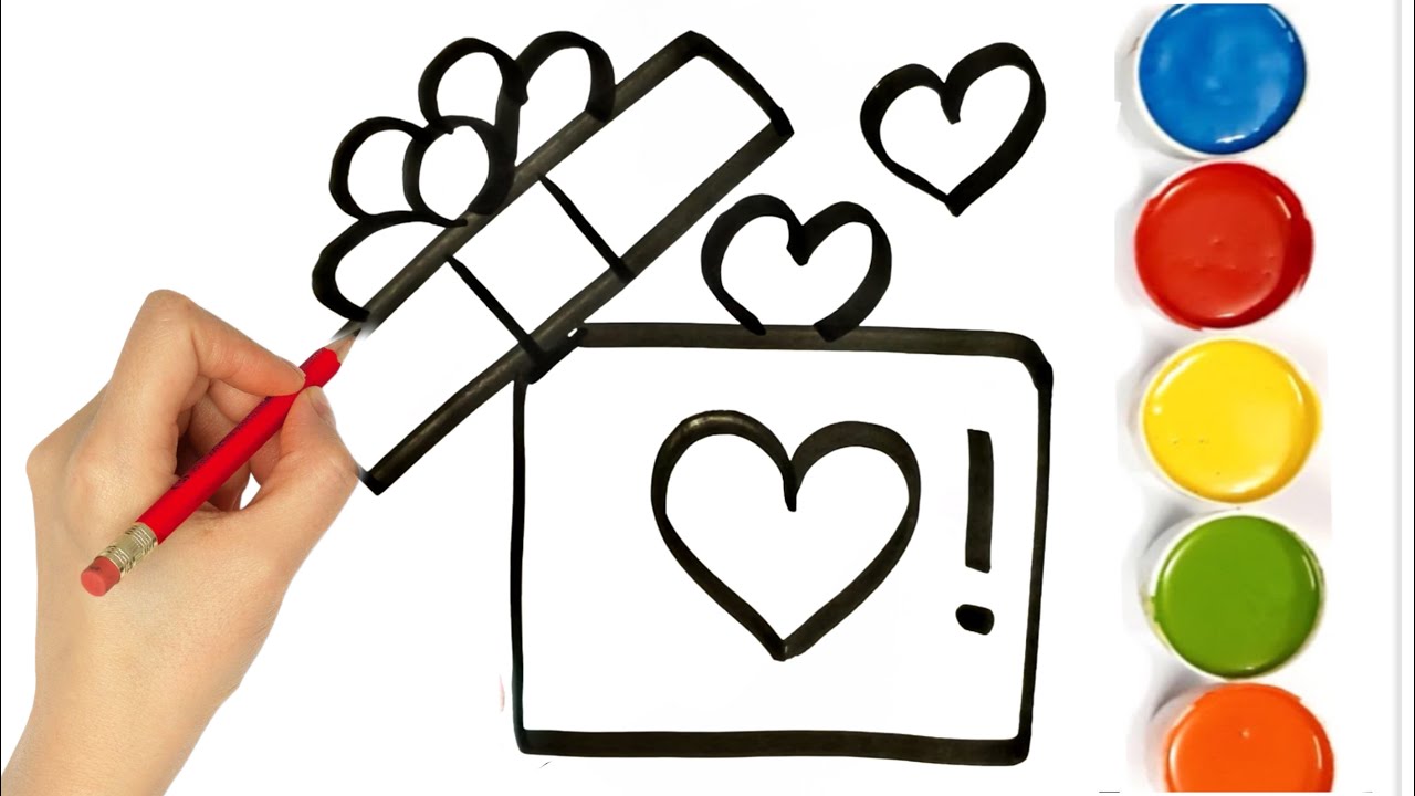 How to draw Gift Box #02 كيف ترسم صندوق هدايا جميل -Colouring for Kids ...