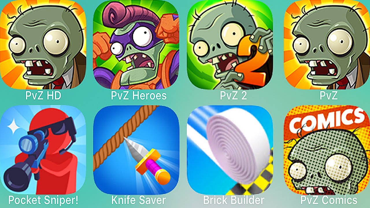 Plants vs Zombies,PvZ,PvZ Heroes,PvZ 2,Pocket Sniper,Knife Saver,Brick ...