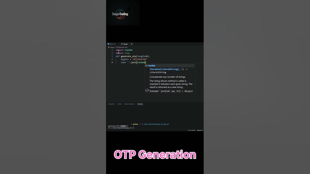 Python code of otp generation - YouTube