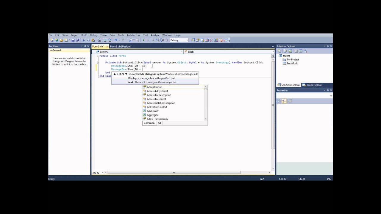 Math Functions In Visual Basic 2010 - YouTube