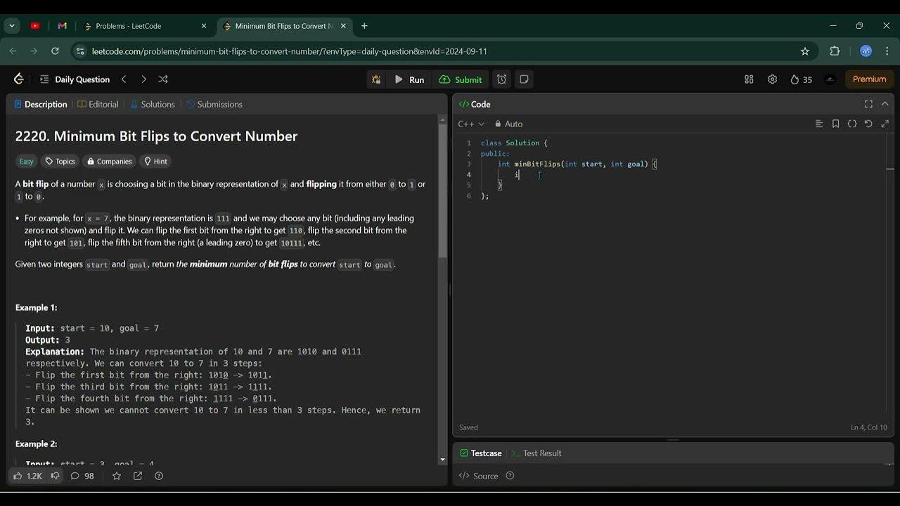 Day 35 Minimum Bit Flips To Convert Number Leetcode Daily Vibes Youtube
