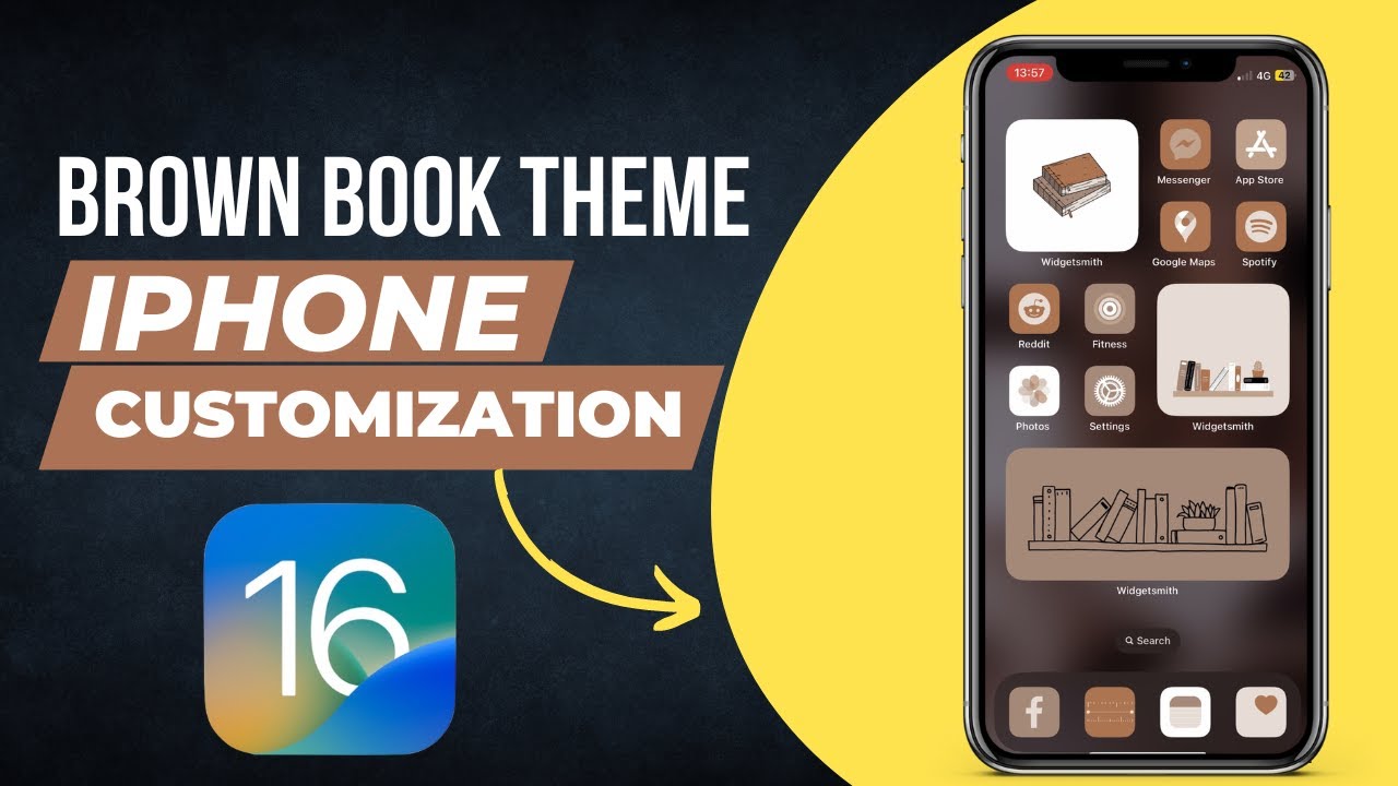 Customize your iPhone | Aesthetic Brown book theme iOS 16 | iPhone and ...
