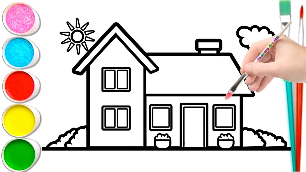 How To Draw cute house Drawing, Painting & Coloring For Kids and ...