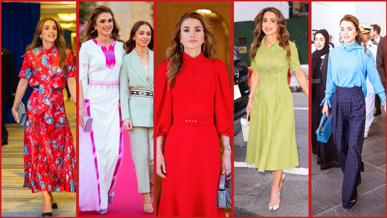Queen Rania Most stylish middi dresses style - YouTube